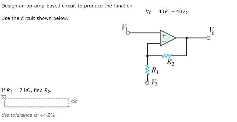 Solved Design an op-amp-based circuit to produce the | Chegg.com