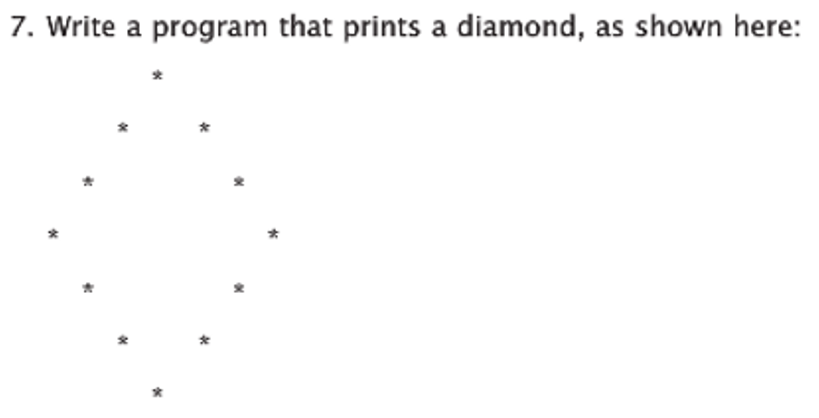 Solved Write a program that prints a diamond, as shown here: | Chegg.com