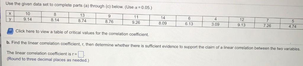 Solved Use the given data set to complete parts (a) through | Chegg.com