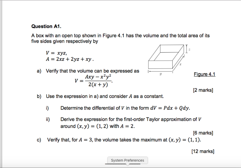 Solved Question A1 A box with an open top shown in Figure | Chegg.com