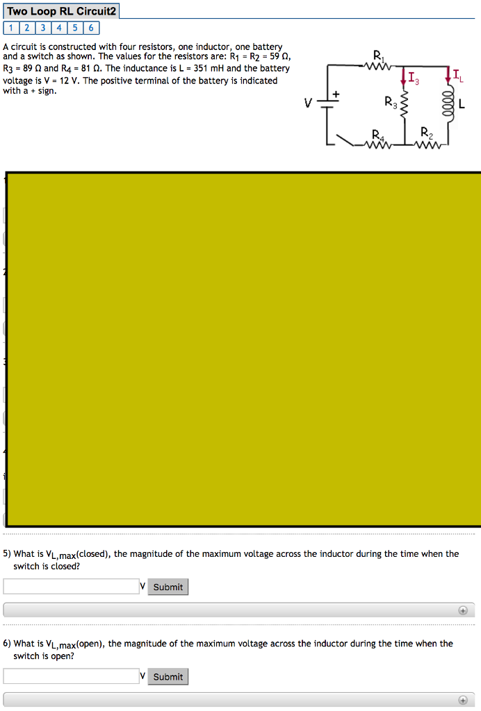 Solved Two Loop RL Circuit2 23 456 A circuit is constructed | Chegg.com