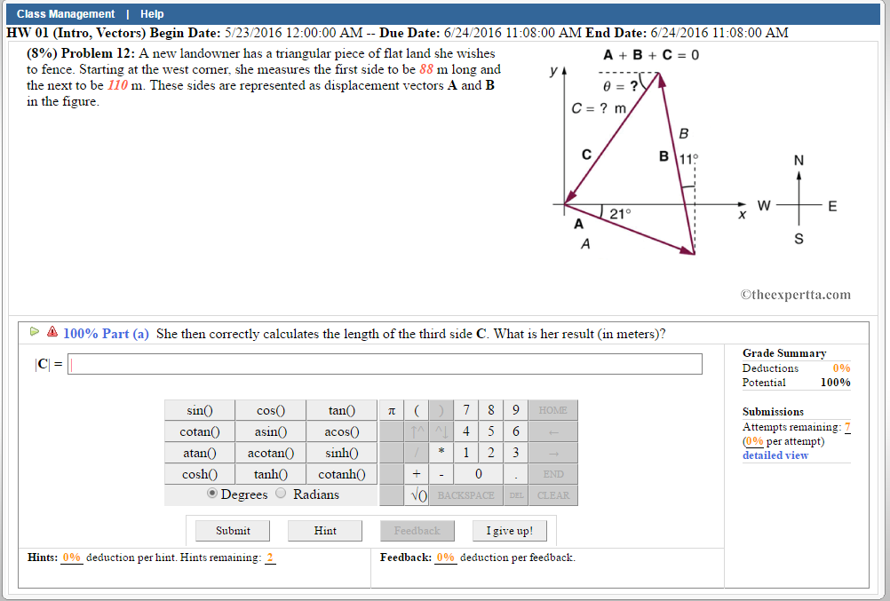 Solved A new landowner has a triangular piece of flat land | Chegg.com