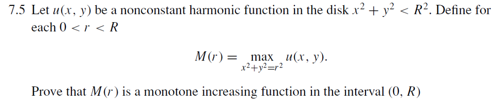 Solved 7.5 Let u(r, y) be a nonconstant harmonic function in | Chegg.com