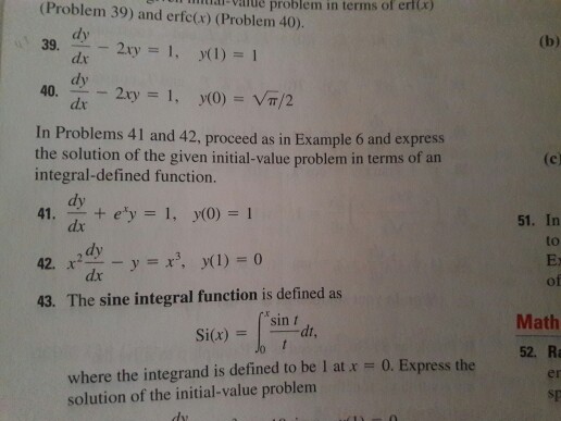 Solved (Problem 39) and erfc(x) (Problem 40). i-valiue | Chegg.com