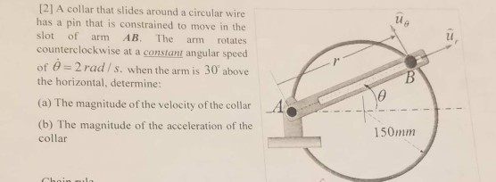 Solved 12] A collar that slides around a circular wire has a | Chegg.com