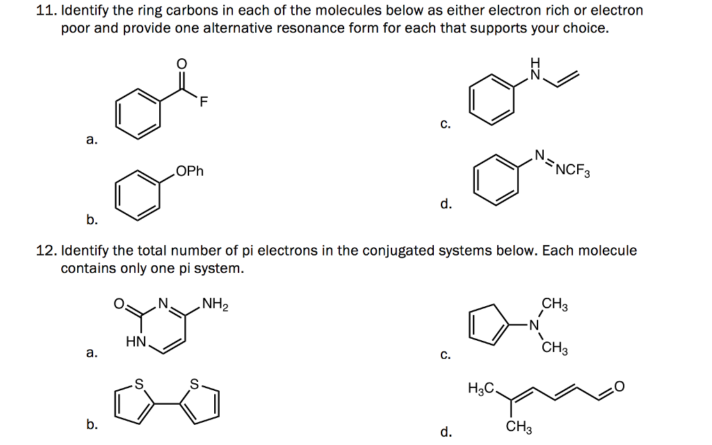 Solved 11. Identify the ring carbons in each of the | Chegg.com
