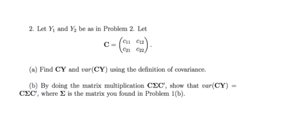 Solved 1. Let Y1 and Y2 be random variables with means μ1 | Chegg.com