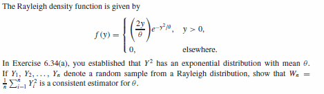 Solved The Rayleigh density function is given by f(y) = | Chegg.com