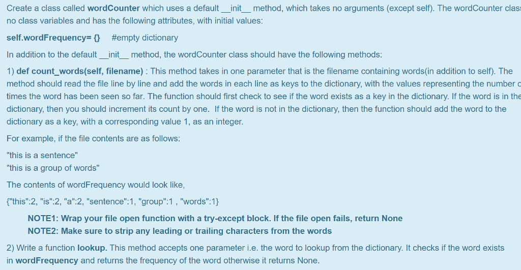 Solved Create a class called wordCounter which uses a | Chegg.com Solved Create a class called wordCounter which uses a | Chegg.com