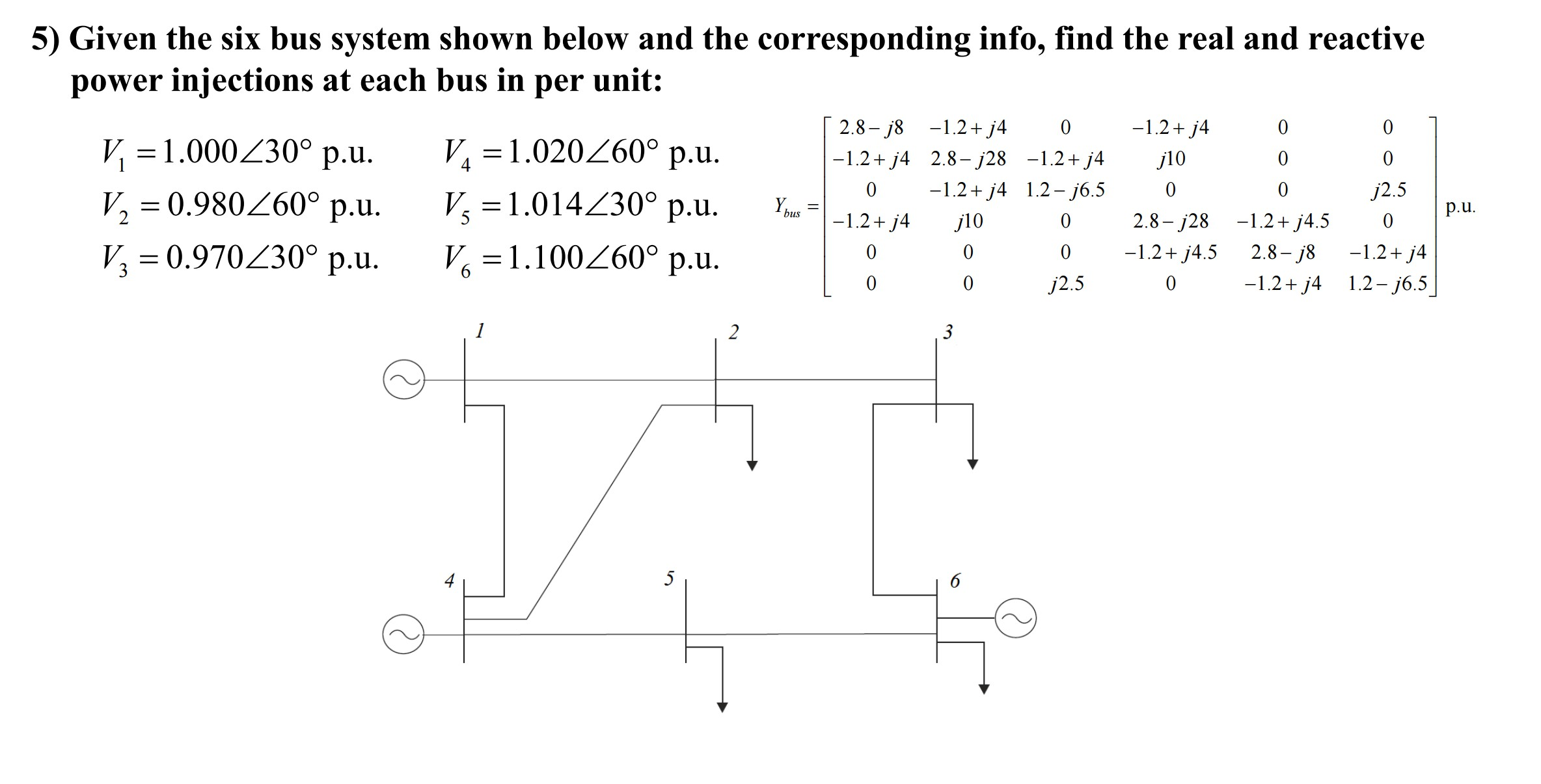 Solved Given the six bus system shown below and the | Chegg.com