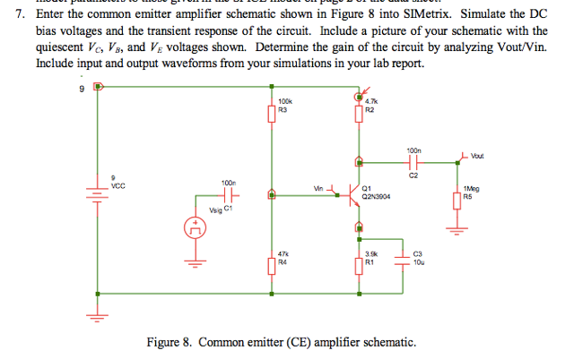 Enter the common emitter amplifier schematic shown in | Chegg.com