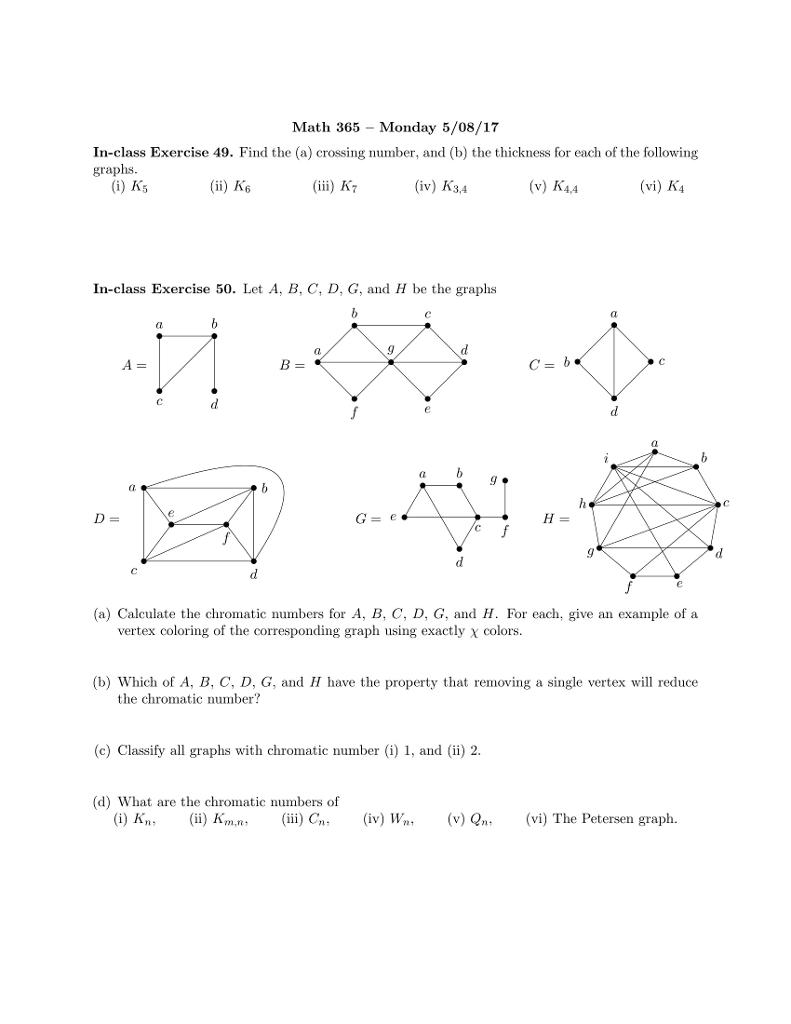 Solved In-class Exercise 49. Find the (a) crossing number, | Chegg.com