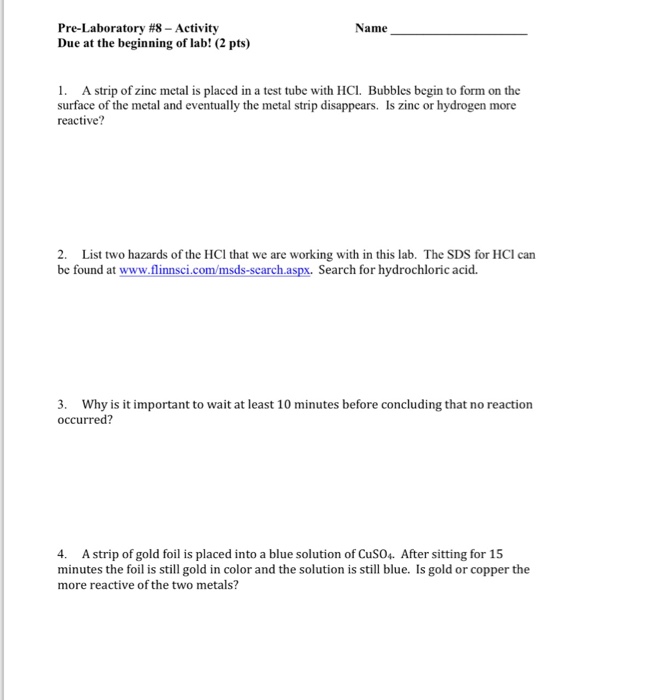 Solved A strip of zinc metal is placed in a test tube with | Chegg.com