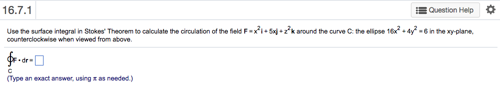 Solved 16.7.1 Question Help * Use the surface integral in | Chegg.com
