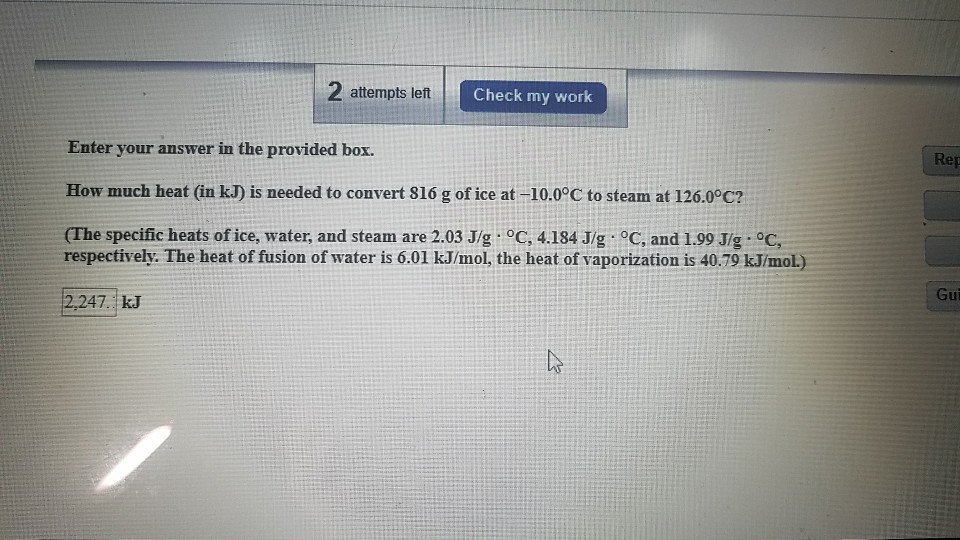 Solved 2 attempts left Check my work Rep Enter your answer | Chegg.com