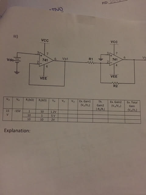 Solved 15 -15v Explanation: TNO VCC Vo1 741 VEE 1.2V PID: | Chegg.com