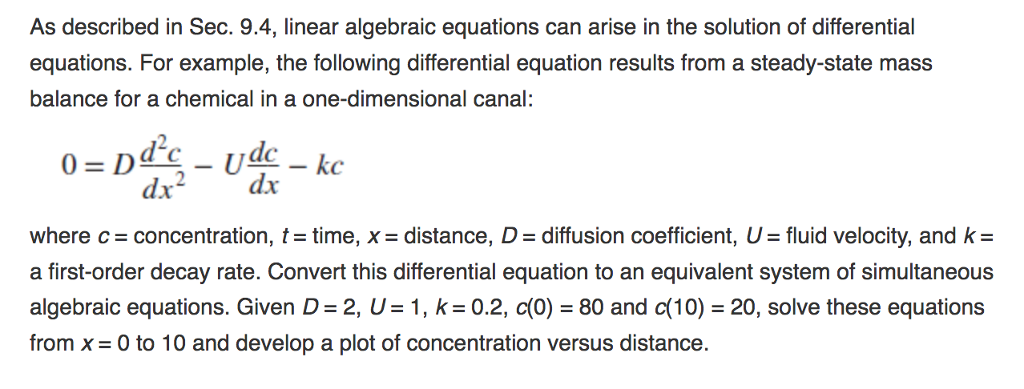 Solved As described in Sec. 9.4, linear algebraic equations | Chegg.com