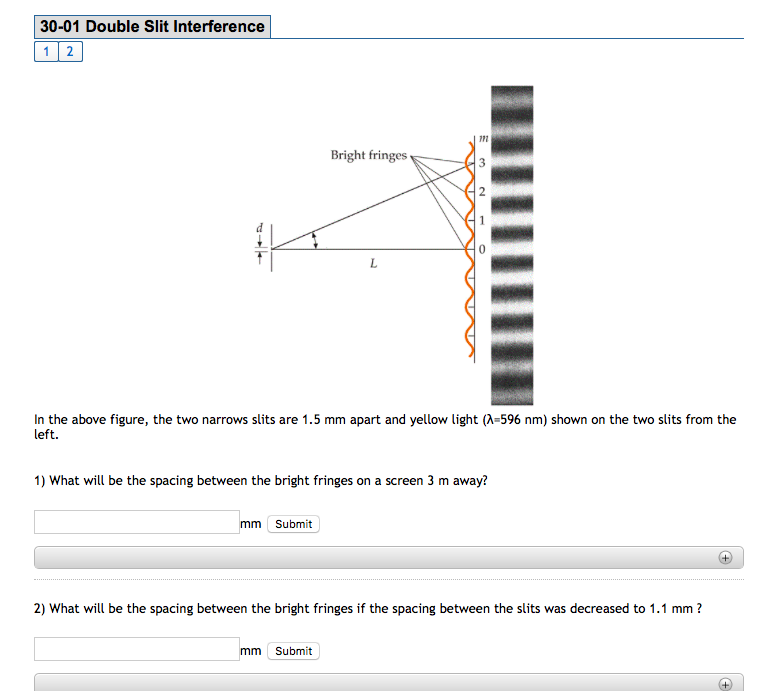 Solved 30-01 Double Slit Interference Bright fringes 0 In | Chegg.com