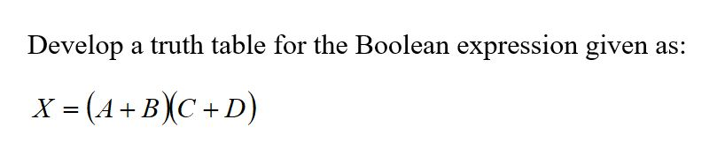 Solved Develop a truth table for the Boolean expression | Chegg.com