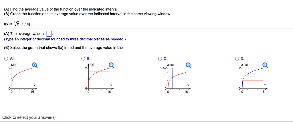 Solved (A) Find the average value of the function over the | Chegg.com