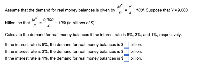 Solved Assume that the demand for real money balances is | Chegg.com