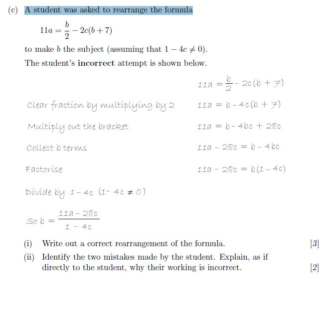 Solved A student was asked to rearrange the formula 11a = | Chegg.com
