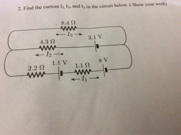 Solved 2. Find the current I1, I2, and I3 in the circuit | Chegg.com Solved 2. Find the current I1, I2, and I3 in the circuit | Chegg.com