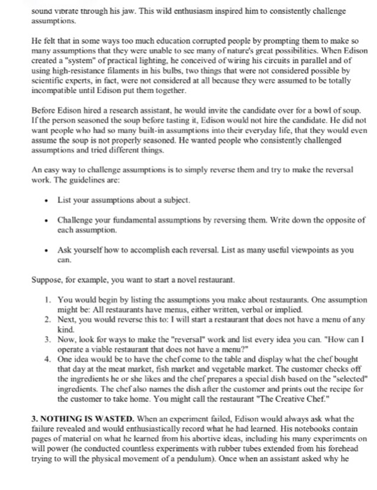 The Creative Thinking Habits of Thomas Edison By | Chegg.com
