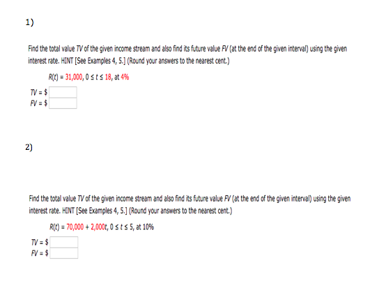 Solved 1) Find the total value TV of the given income stream | Chegg.com