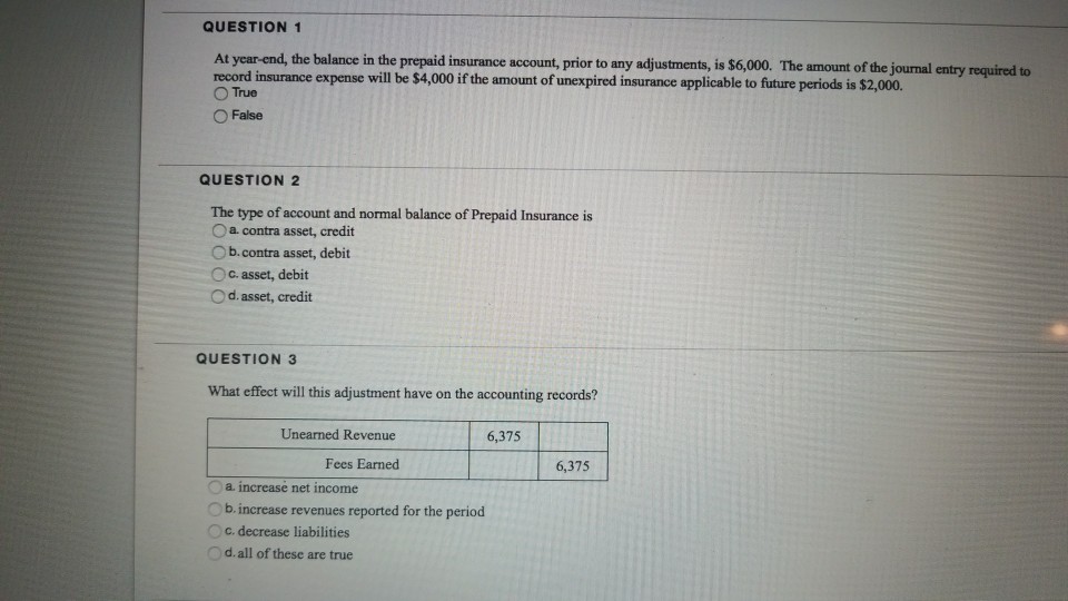 Solved QUESTION 1 At year-end, the balance in the prepaid | Chegg.com