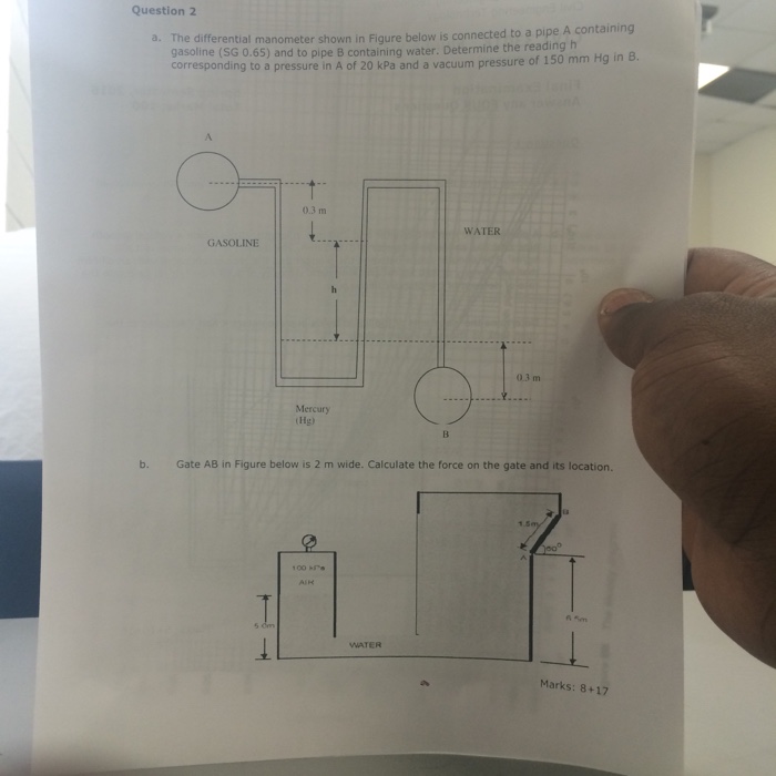 Solved The differential manometer shown in Figure below is | Chegg.com