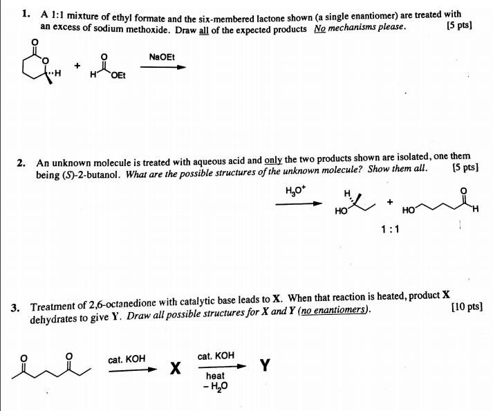 Solved A 1:1 mixture of ethyl formate and the six-membered | Chegg.com