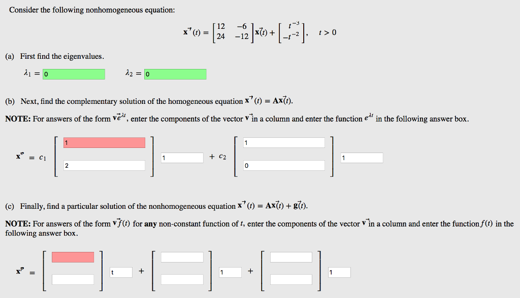 Solved Consider the following nonhomogeneous equation: 12 -6 | Chegg.com