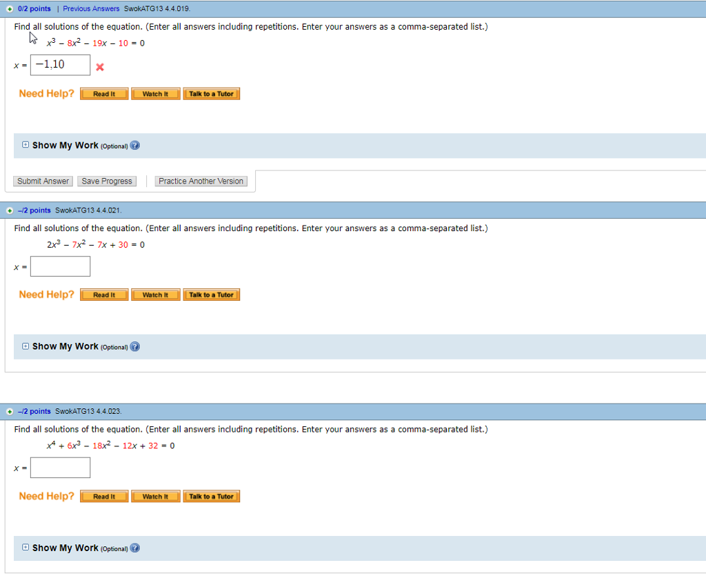 Solved I need to see the work for these cause boy oh boy do | Chegg.com