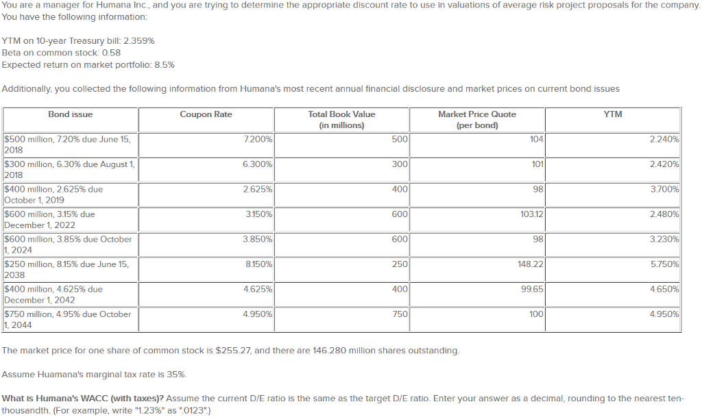 Solved You are a manager for Humana Inc., and you are trying | Chegg.com