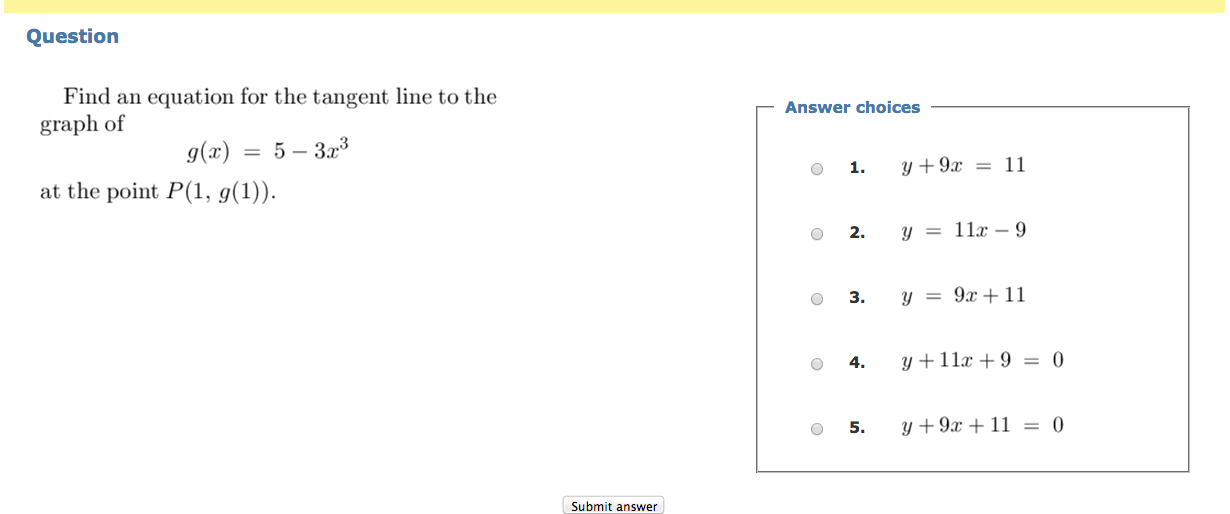 Solved Question Find an equation for the tangent line to the | Chegg.com