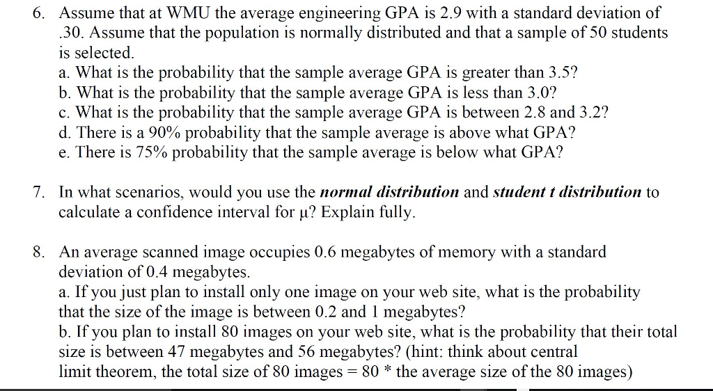 Solved Assume that at WMU the average engineering GPA is 2.9 | Chegg.com