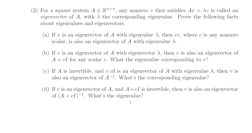 Solved For a square system A elementof R^n times n, any | Chegg.com