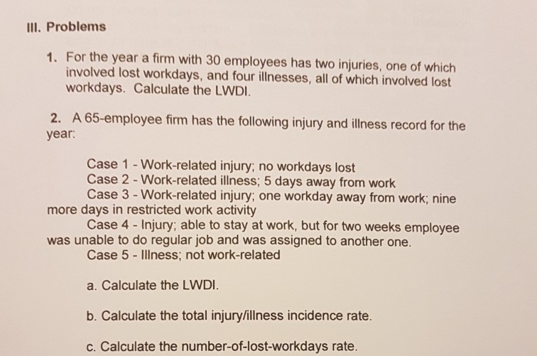 Solved IlI. Problems 1. For the year a firm with 30 | Chegg.com