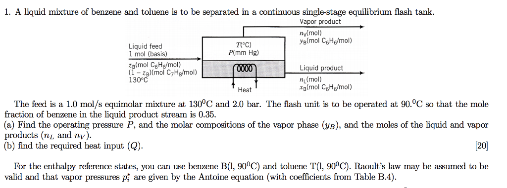 1. A liquid mixture of benzene and toluene is to be | Chegg.com