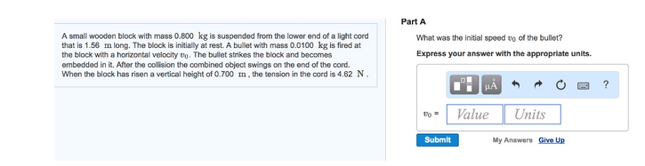 Solved A small wooden block with mass 0.800 kg is suspended | Chegg.com