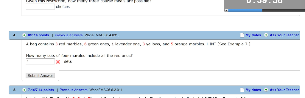 Solved A bag contains 3 red marbles, 6 green ones, 1 | Chegg.com