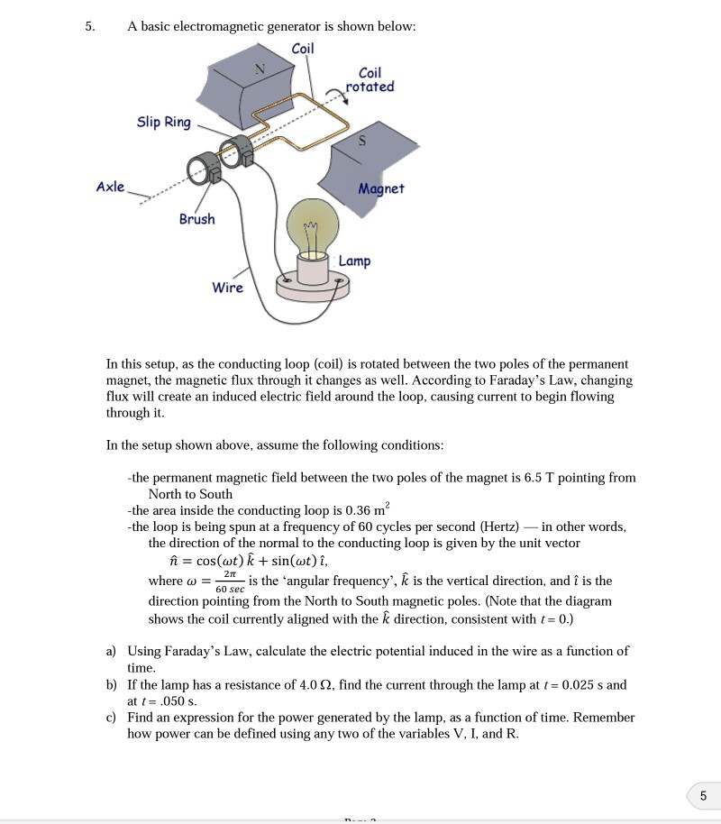 Solved A basic electromagnetic generator is shown below Co | Chegg.com