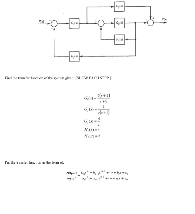 Solved Find the transfer function of the system given: [SHOW | Chegg.com