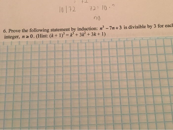 Solved Prove the following statement by induction: n^3 - 7n | Chegg.com