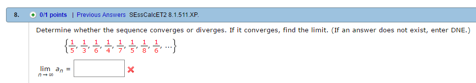 Solved Determine whether the sequence converges or diverges. | Chegg.com