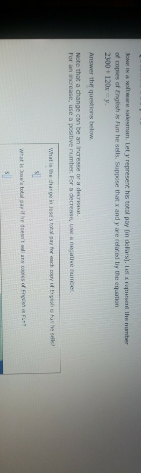 Solved Jose is a software salesman. Let y represent his | Chegg.com