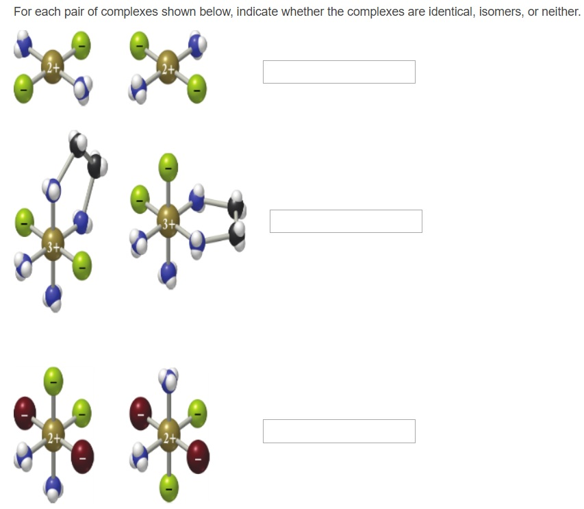 Solved For each pair of complexes shown below, indicate | Chegg.com