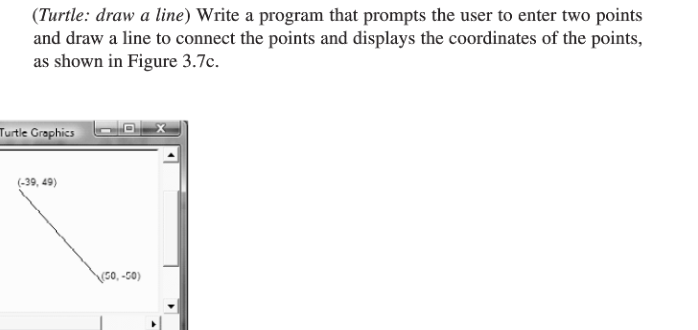 Solved (Turtle: draw a line) Write a program that prompts | Chegg.com