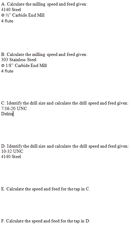 Solved A. Calculate the milling speed and feed given: 4140 | Chegg.com